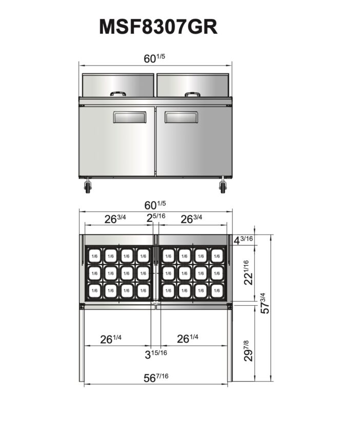 Atosa – MSF8307GR — 60″ Refrigerated Mega Top Sandwich Prep. Table ...