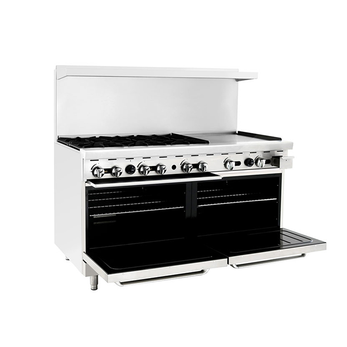 CookRite – AGR-6B24GR — 60″ Gas Range with Six (6) Open Burners & 24 ...